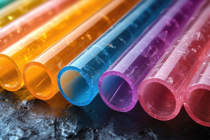 Close-up Shot of a Collection of Colorful Plastic Tubes Stock Image ...