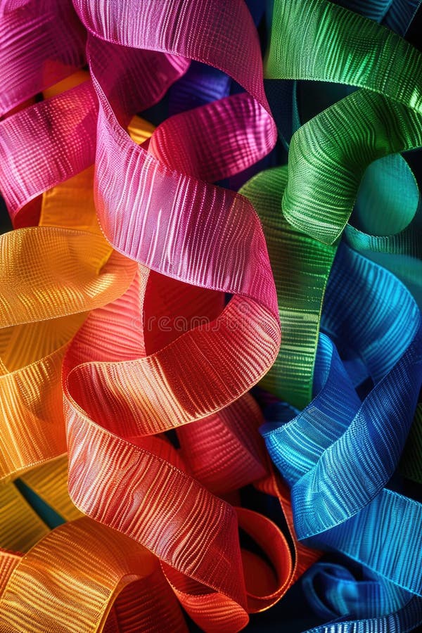 A Close-up Shot of a Collection of Vibrant Ribbons Stock Image - Image ...