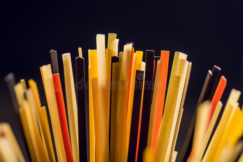 Close-up Shot of Colored Raw Spaghetti Stock Image - Image of meal ...
