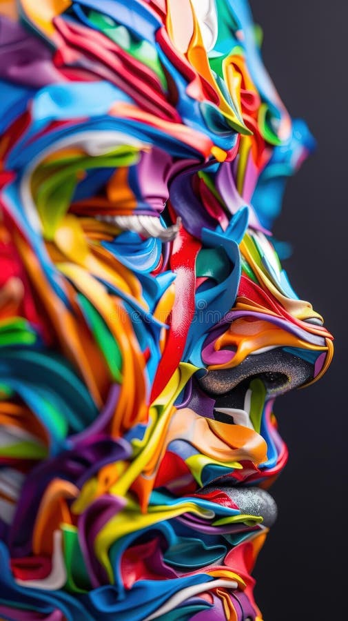 A Closeup Shot of a Colorful and Abstract Profiles of People with ...