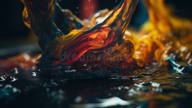 A Close Up Shot of a Colorful Liquid Splashing on the Surface of a ...