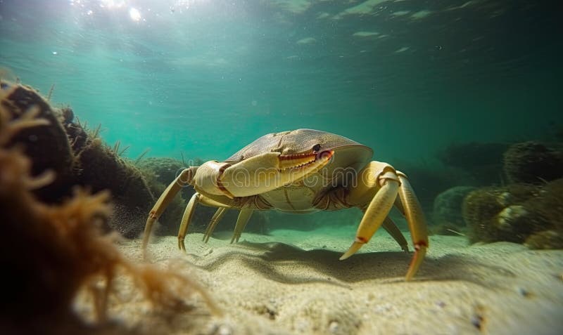 Close-up Shot of Colorful Mangrove Crab in the Underwater World. Creating Using Generative AI ...