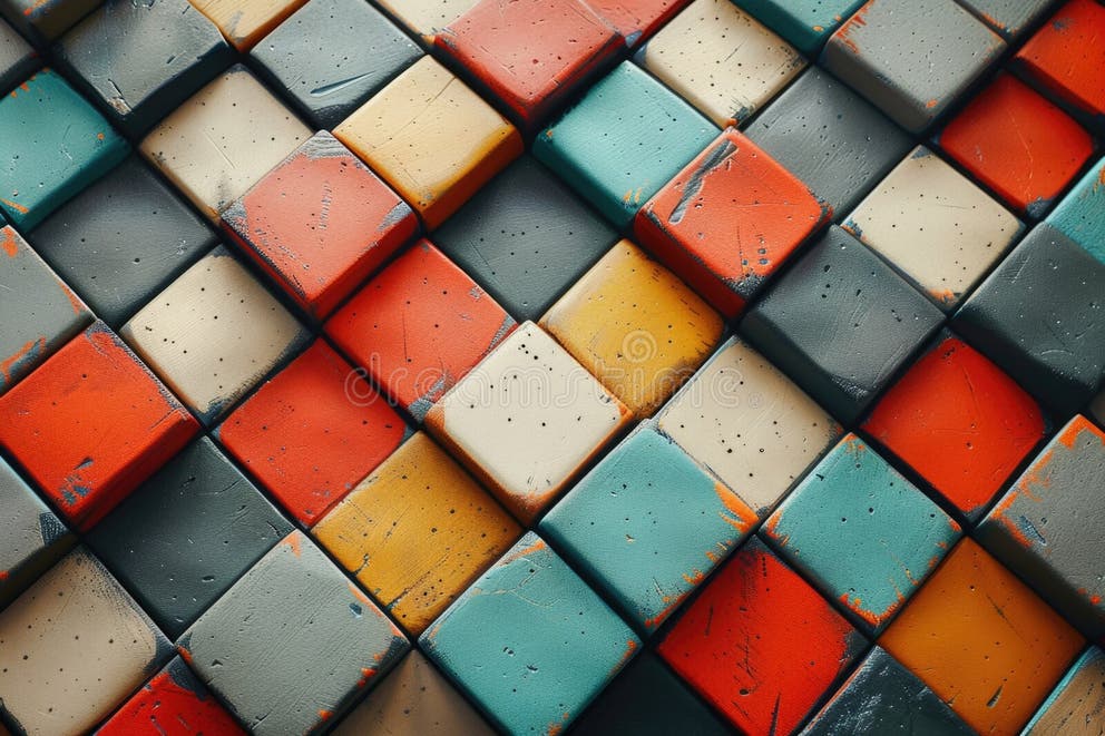 Close-up Shot of a Colorful Tile Pattern, Ideal for Use in Design and ...