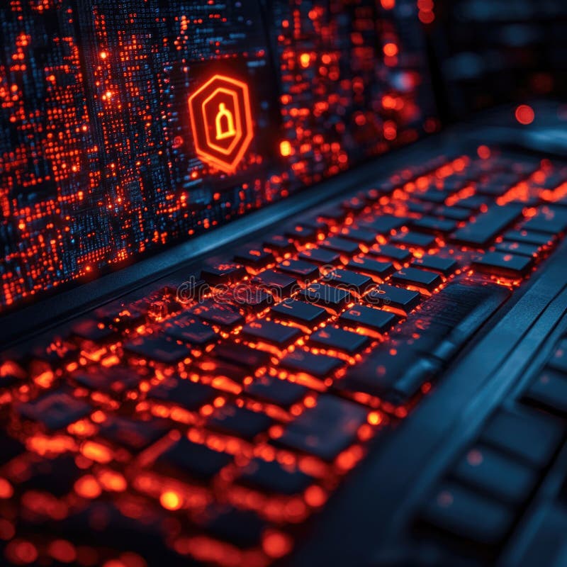 Close-up Shot of a Computer Keyboard Lit by Red Lights, Great for Tech ...