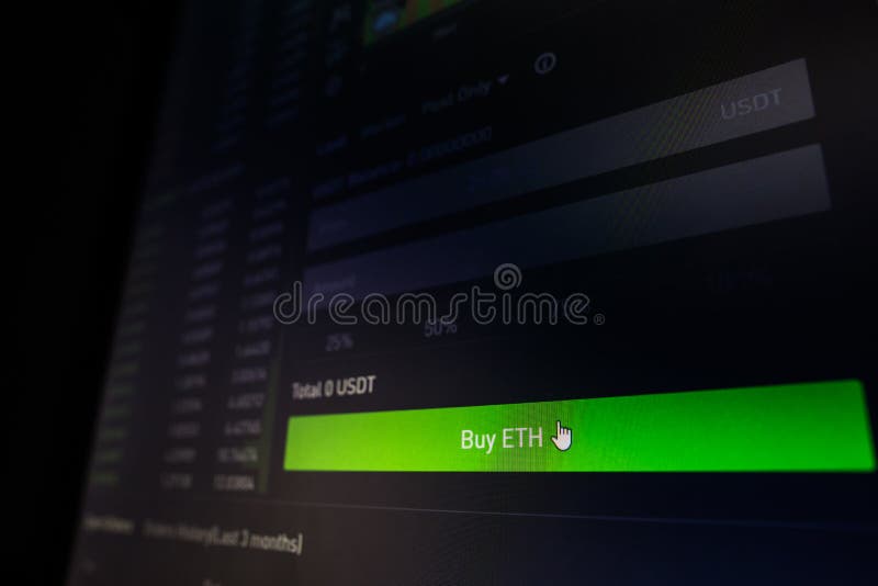 Computer Screen with the Mouse Cursor on the Buy ETH Button Stock Image - Image of broker ...