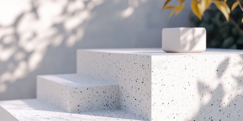 A Close-up Shot of a Concrete Step with a Plant Growing in the ...