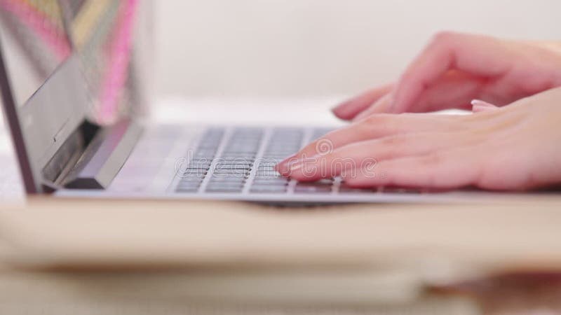 A Close-up Shot of a Confident Woman Typing on Computer Keyboard ...