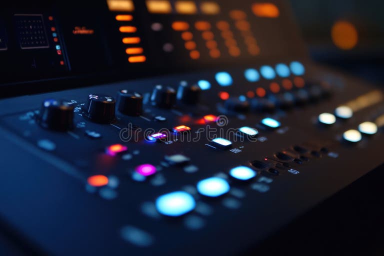 A Close-up Shot of a Control Panel with Illuminated Buttons and ...