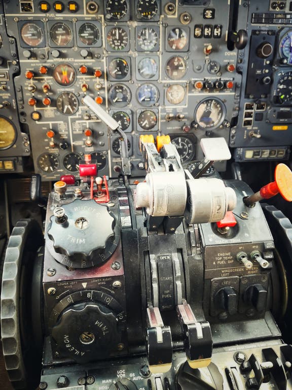 Control Panel in a Plane Cockpit Stock Image - Image of electronic ...