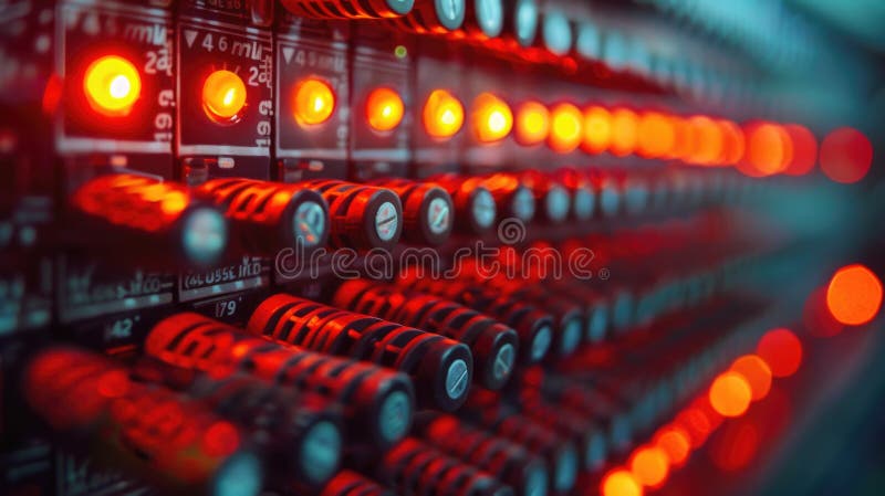 A Close-up Shot of a Control Panel with Red Warning Lights Illuminated ...