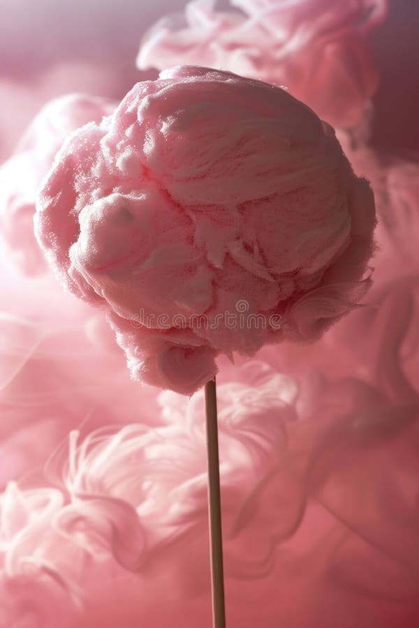 Close-up Shot of Cotton Candy on a Stick, Fluffy and Colorful Stock ...