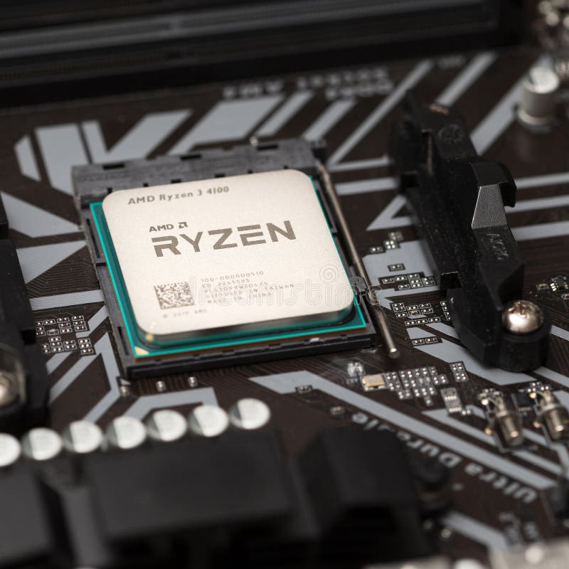 Close-up Shot of the CPU on a Computer Mainboard Editorial Photo ...