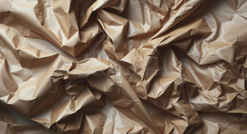 Close Up Shot of Crumpled Brown Wrapping Paper Forming a Captivating ...
