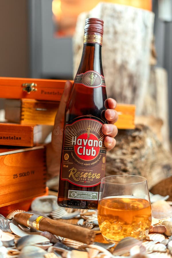 Close-up Shot of a Cuban Rum Bottle. Editorial Photography - Image of ...