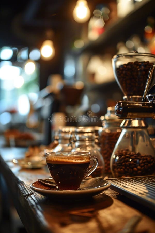 A Close-up Shot of a Cup of Coffee on a Table. Perfect for Coffee ...