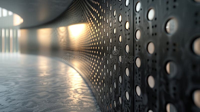 Curved Perforated Metal Panel Stock Illustration - Illustration of grid ...