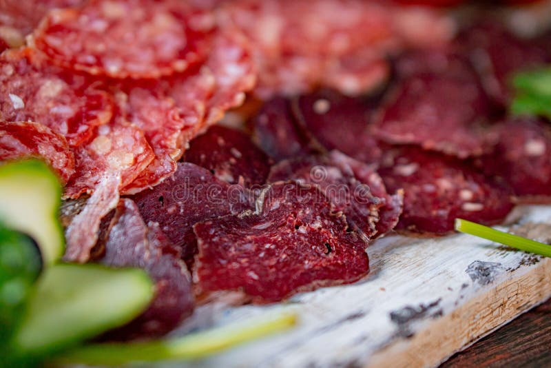 Close Up Shot of Cut Up Beef Jerky Stock Image - Image of chopped ...
