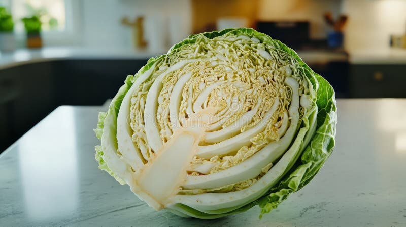 Close-up of a Cut Cabbage Head Stock Photo - Image of garden, head ...