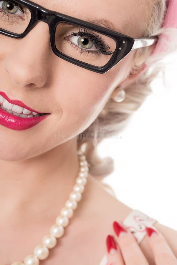 Close Up Shot of Cute Studious Girl Wearing Spectacles, Isolated Stock ...