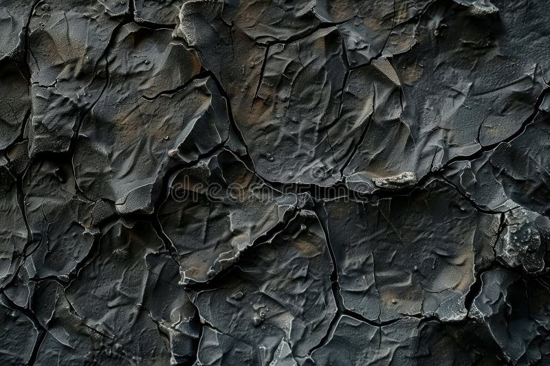A Close-up Shot of a Dark, Cracked, and Bumpy Surface with an Uneven ...