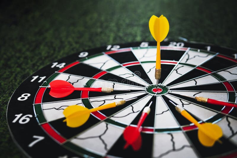 Close Up Shot of a Dart Board. Darts Arrow Missing the Target on a Dart ...