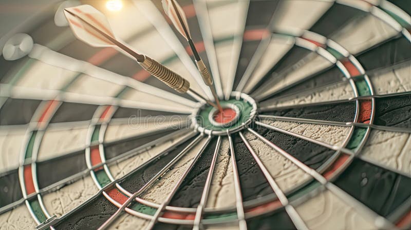 A Close-up Shot of a Dartboard with Multiple Darts Hitting the Bullseye ...