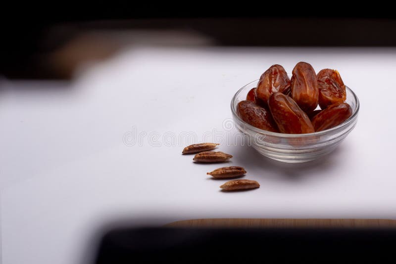 Close-up Shot of Dates and Pits Isolated on a White Studio Stock Image ...