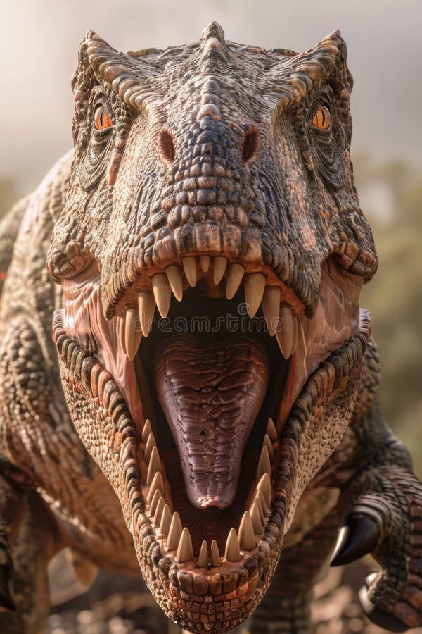A Close-up Shot of a Dinosaur S Mouth Open, Ready To Roar Stock Photo ...