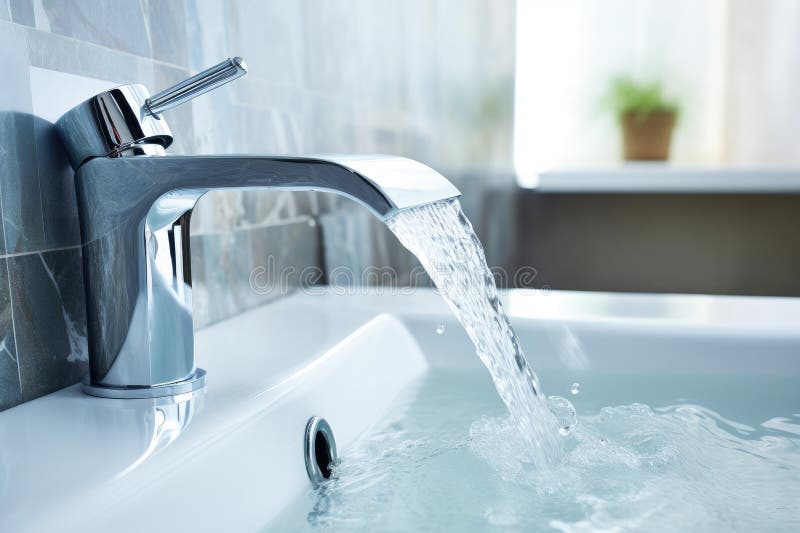 A Close Up Shot Displaying A Faucet With Water Flowing Out Of It In A