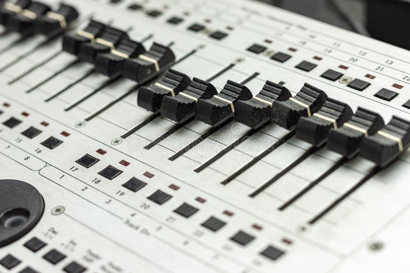 Faders of sound controller stock image. Image of signal - 349080973