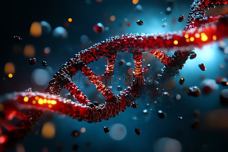 A Close-up Shot of a Double Helix of DNA Being Unwound during the ...