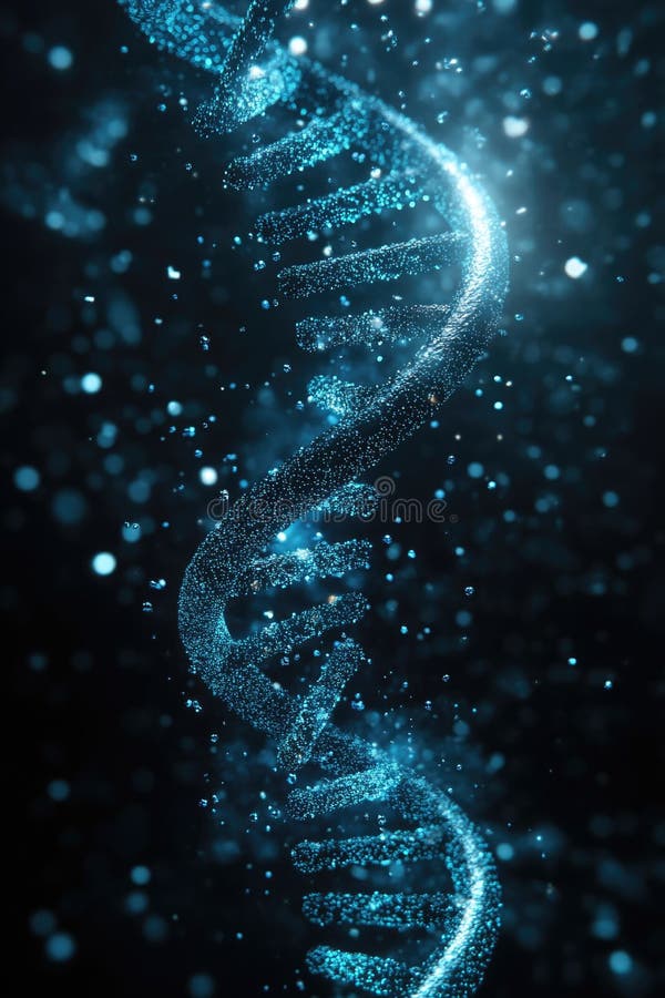 A Close-up Shot of a Double-stranded DNA Molecule Against a Black ...