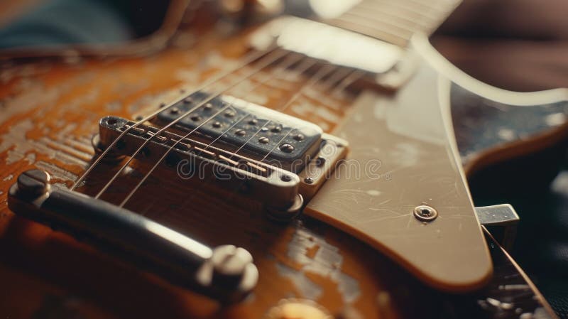 Close-up Shot of an Electric Guitar with Strings Stock Photo - Image of ...