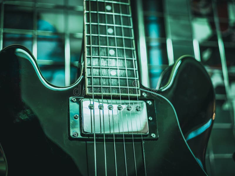 Close Up Shot of Electric Guitar Strings Stock Photo - Image of brown ...