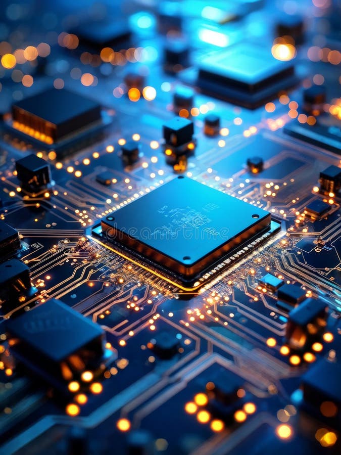 Close Up Shot of Electronic Circuit Board Stock Illustration ...