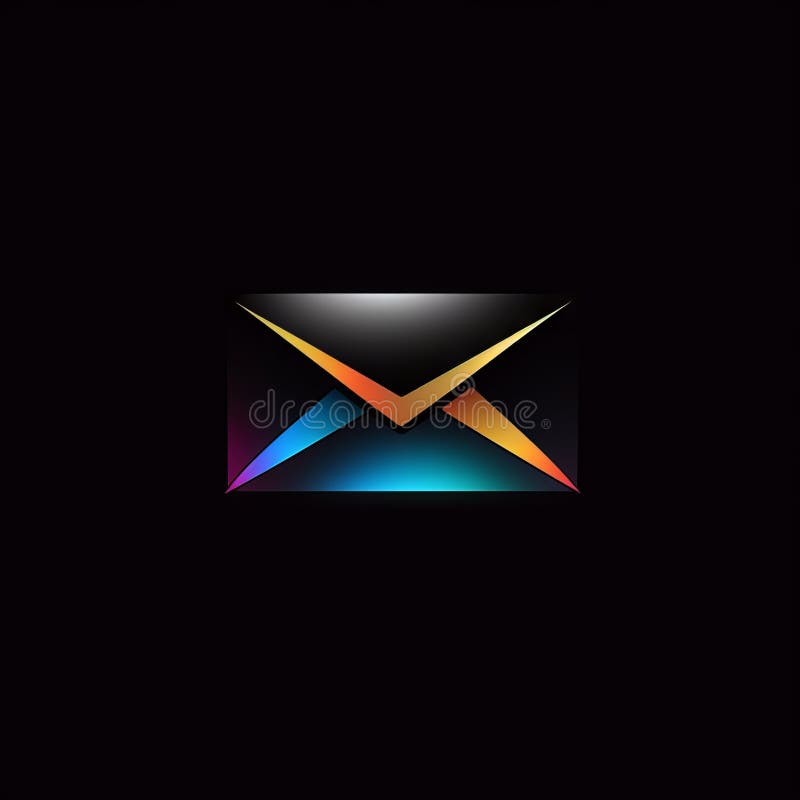 Colorful Envelope Icon on Black Background. Stock Illustration ...