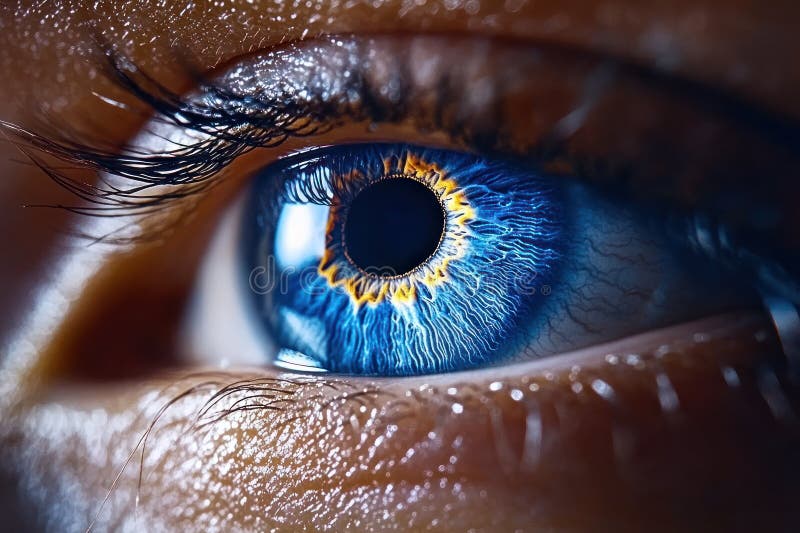 Mesmerizing Blue Eye with Intricate Iris Patterns in Close-up Shot ...