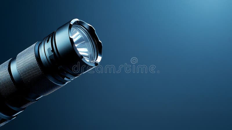 A Close-up Shot Features a Silver and Black LED Flashlight, Complete ...