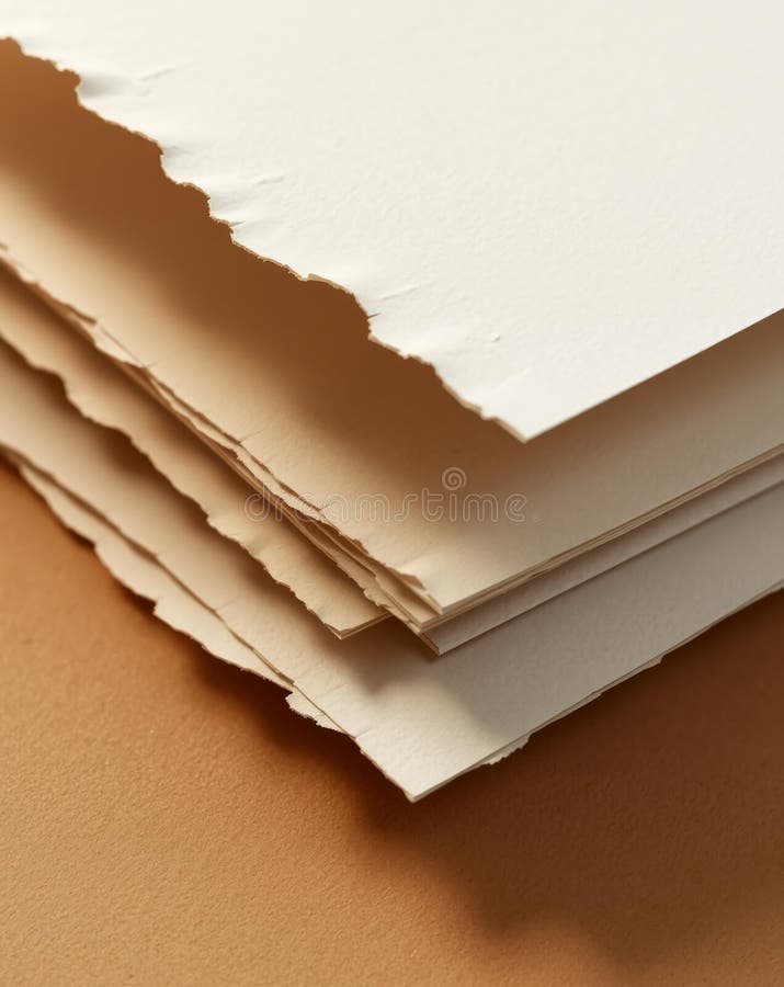 Close-up of a Stack of Torn-edge Art Papers with Textured Surface on a ...