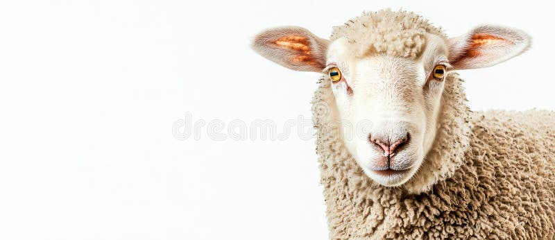 Close-up Shot Featuring Sheep in a Studio Setting with a White ...