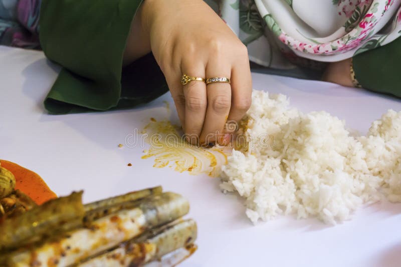 Close Up Shot of Female Eating Rice Stock Image - Image of lunch ...