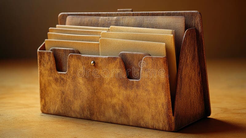 A Close-up Shot of a File Holder on a Table with Multiple Compartments ...