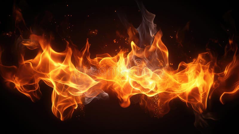 Close Up Shot of a Fire on a Black Background. Perfect for Adding a ...