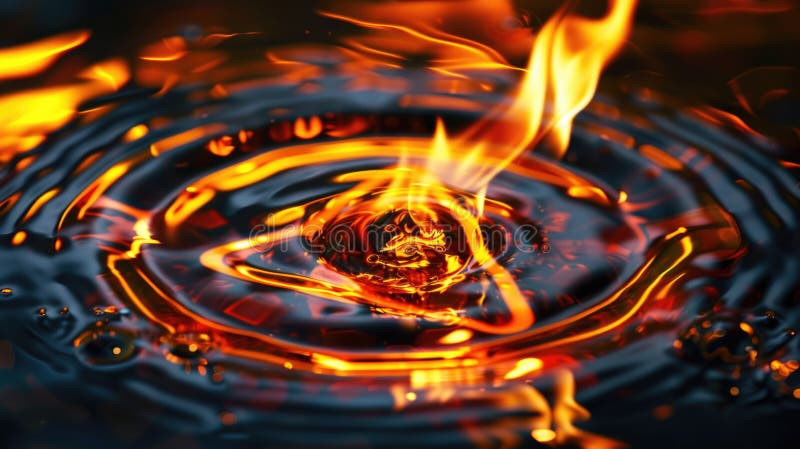 Close-up Shot of a Fireball Burning Under the Surface of Water, with ...