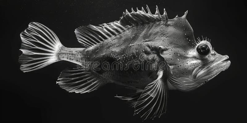 A Close-up Shot of a Fish in Black and White Stock Photo - Image of ...