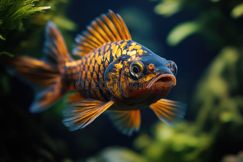 Close-up Shot of a Fish Swimming in Its Tank Stock Image - Image of ...