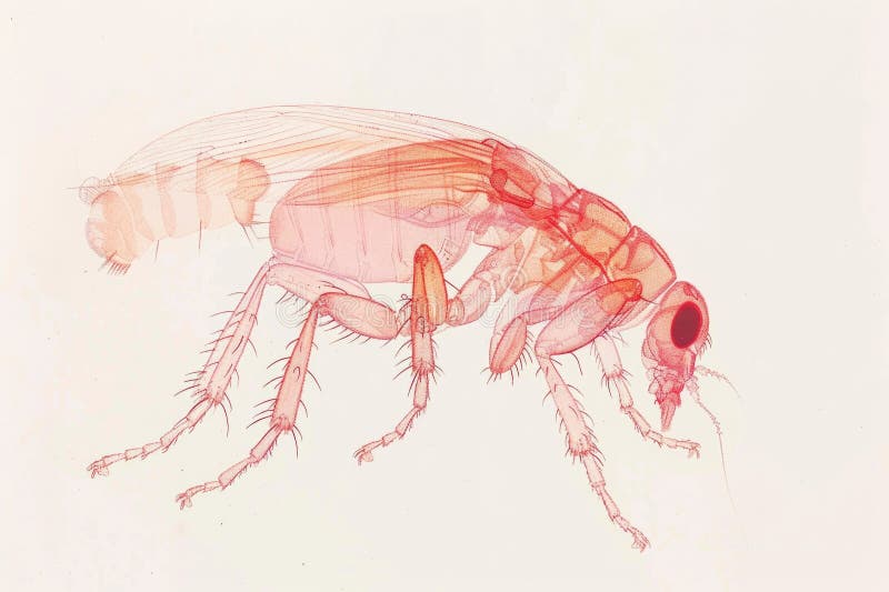 Close-up Shot of a Flea Insect on a White Surface, Suitable for Medical ...