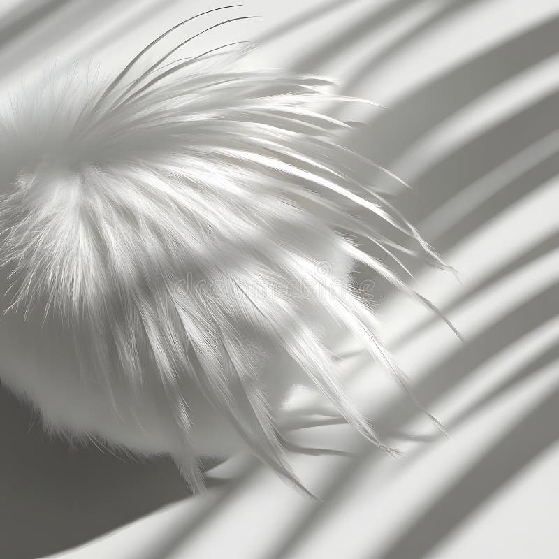 Close Up Shot of a Fluffy White Object with Long Strands Casting ...