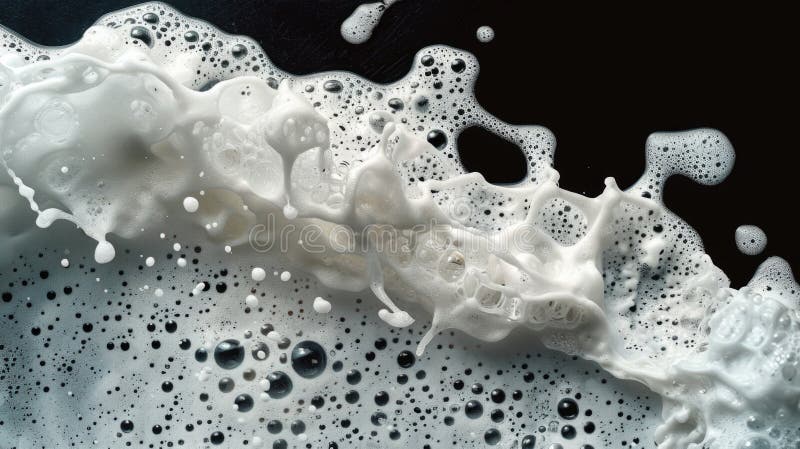 A Close-up Shot of a Foamy Substance on a Black Surface Stock Image ...