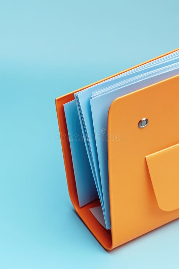 A Close-up Shot of a Folder Sitting on a Blue Background Stock Photo ...
